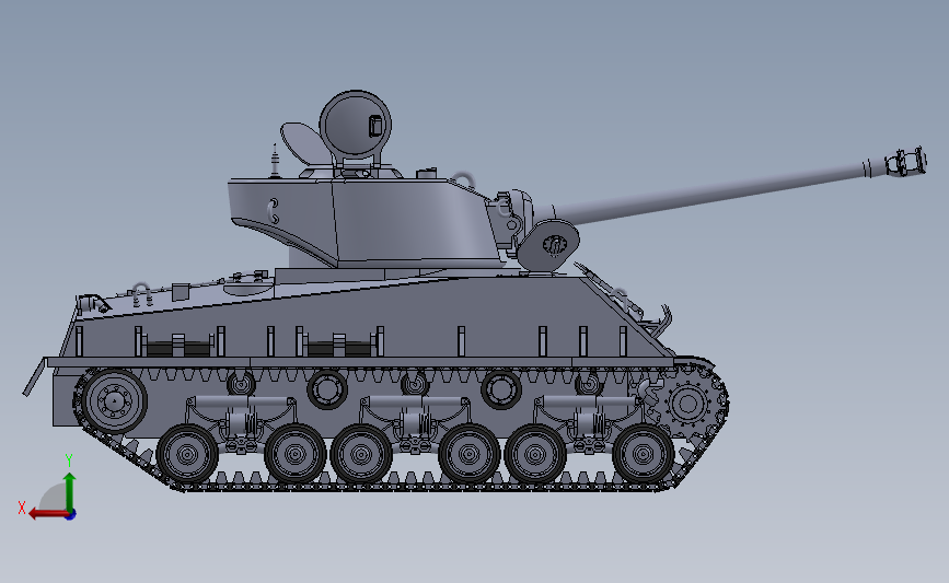 坦克模型M4A3E8_SOLIDWORKS 2016_模型图纸下载 – 懒石网