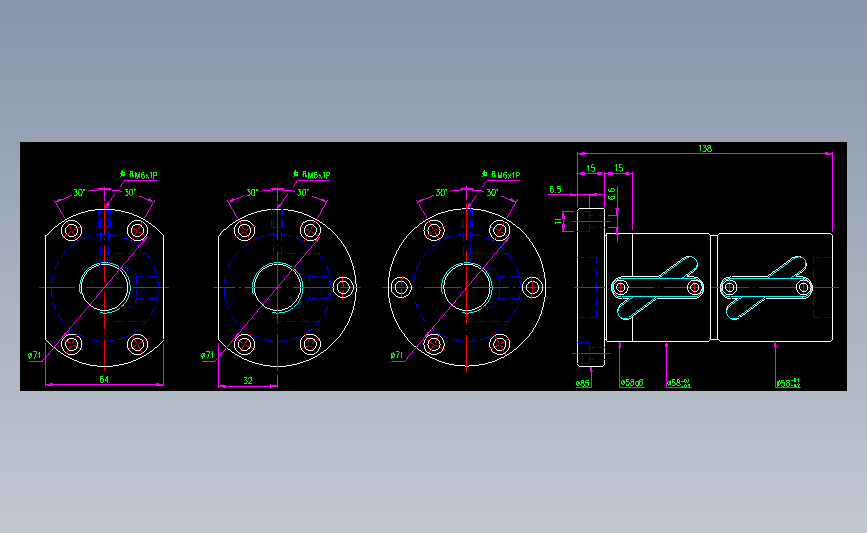 银泰滚珠丝杆FDWC02510C1-D_AutoCAD 2000_模型图纸下载 – 懒石网