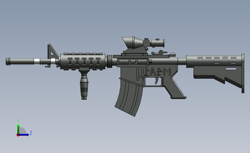 gun-m4a1枪_SOLIDWORKS 2018_模型图纸下载 – 懒石网