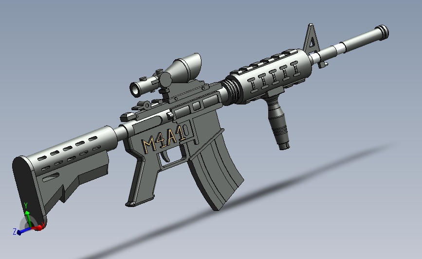 gun-m4a1枪_SOLIDWORKS 2018_模型图纸下载 – 懒石网