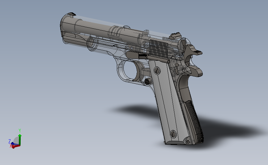 m1911枪_SOLIDWORKS 2021_模型图纸下载 – 懒石网