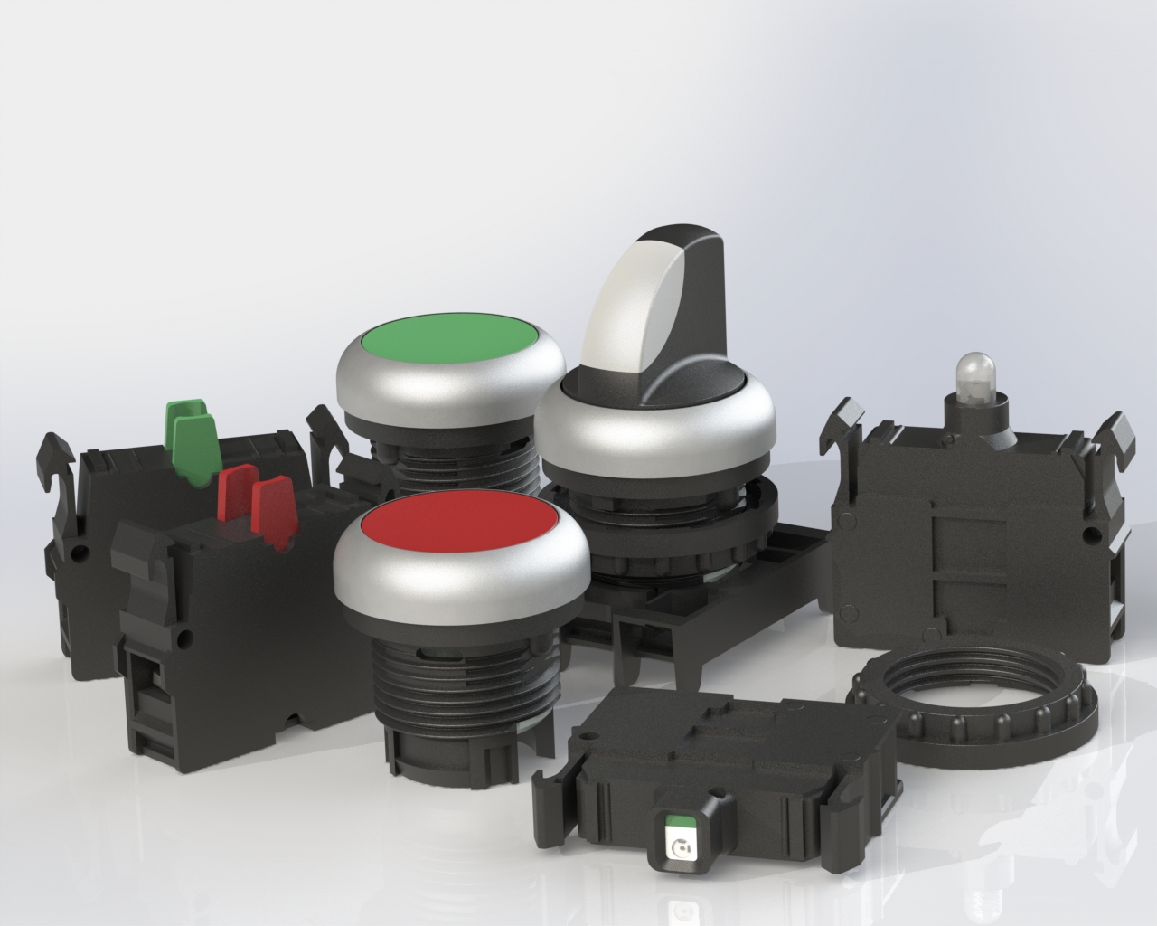 伊顿M22按钮和接触器等_SOLIDWORKS 2019_模型图纸免费下载 – 懒石网