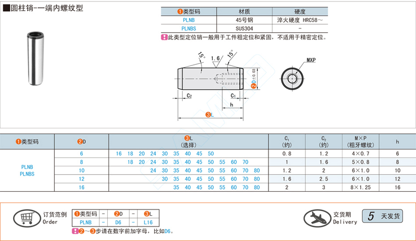 粗定位用圆柱销-一端内螺纹型@PLNB PLNBS_STEP_模型图纸下载 – 懒石网
