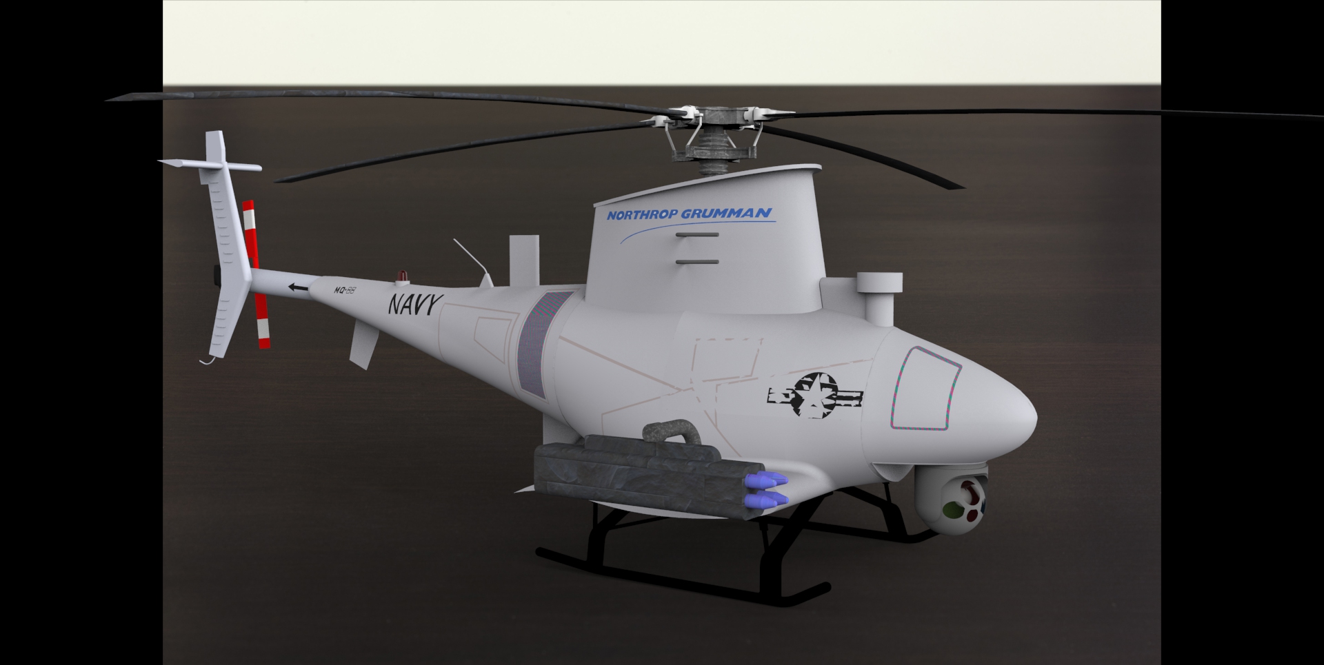 MQ-8B火力侦察兵垂直起飞和着陆战术无人直升机图纸-IGS、STEP格式_IGES_模型图纸下载 – 懒石网