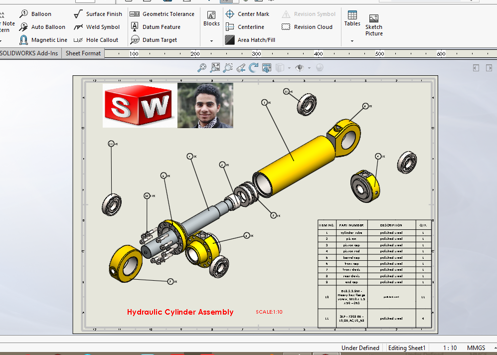 液压缸_SOLIDWORKS 2016_模型图纸下载 – 懒石网