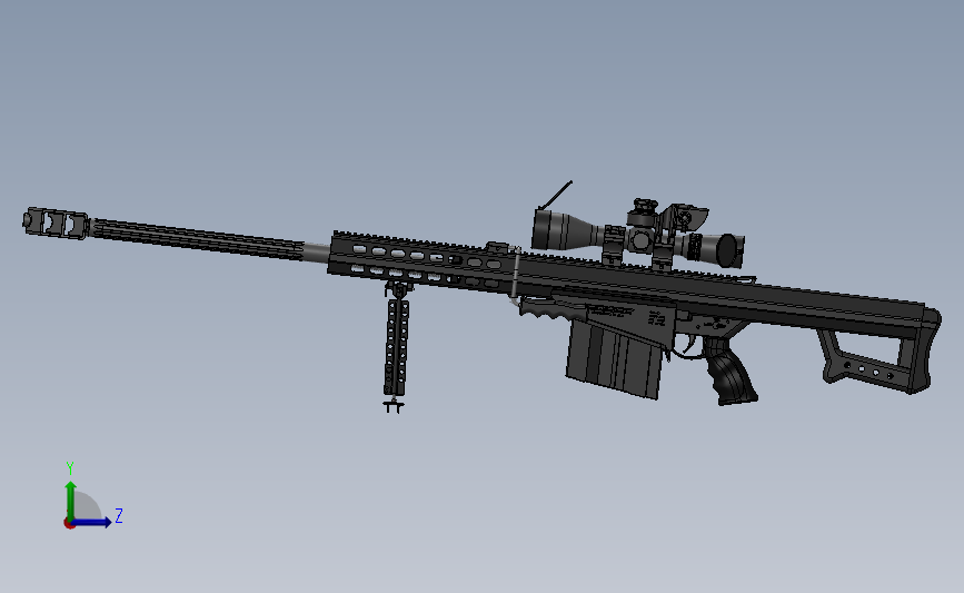 巴雷特M107狙击步枪_SOLIDWORKS 2014_模型图纸下载 – 懒石网