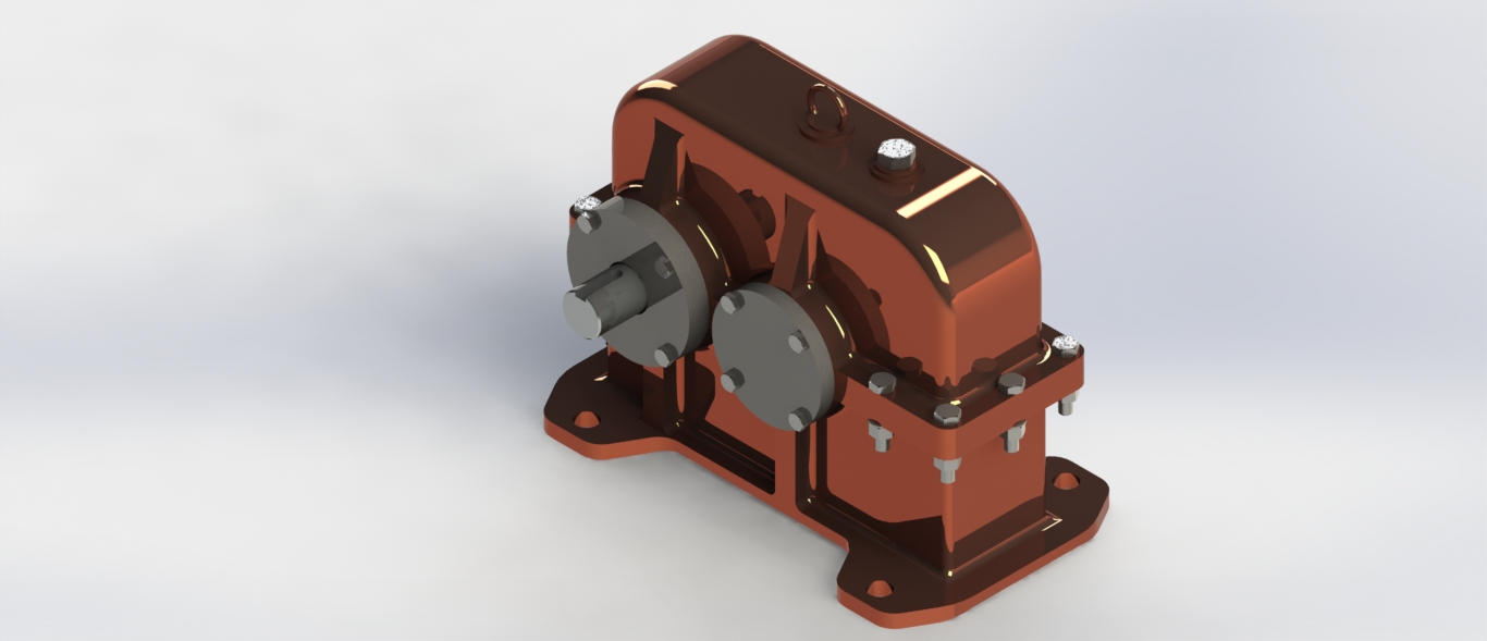 一级斜齿轮减速器_SOLIDWORKS 2015_模型图纸下载 – 懒石网