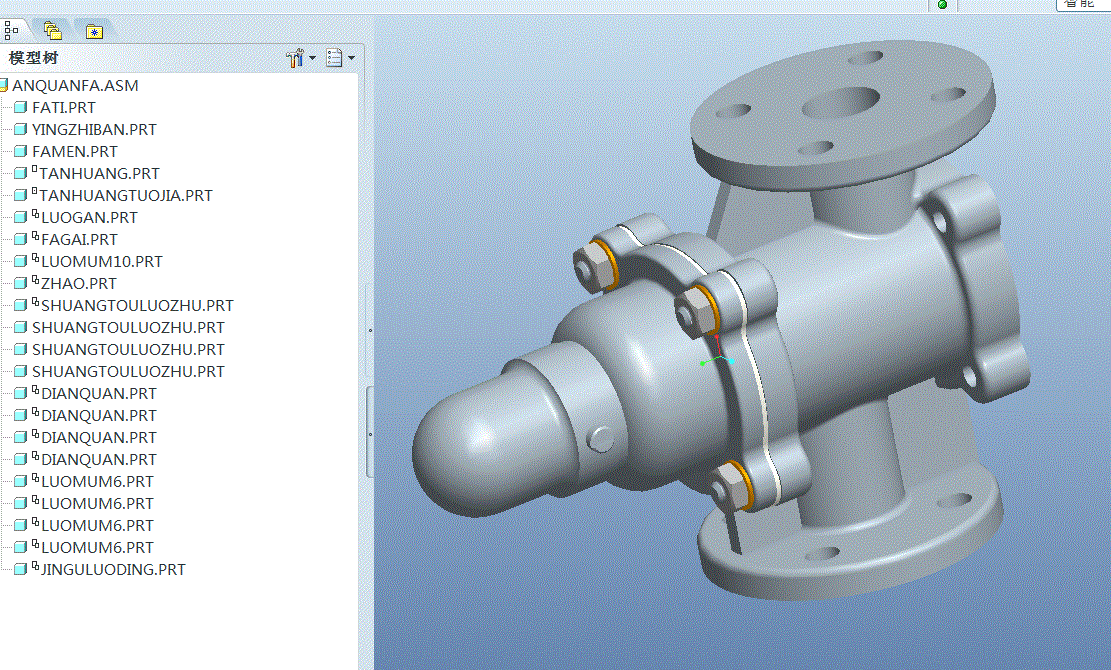 9 proe设计安全阀3D模型_PROE_模型图纸下载 – 懒石网