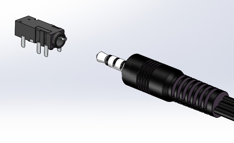3.5mm耳机-直插头+PJ-320插口_SOLIDWORKS 2016_模型图纸下载 – 懒石网