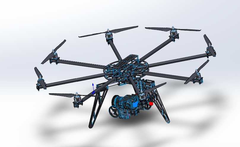 八旋翼航拍无人机3d模型图纸 Solidworks设计 附step格式solidworks 2013模型图纸下载 懒石网