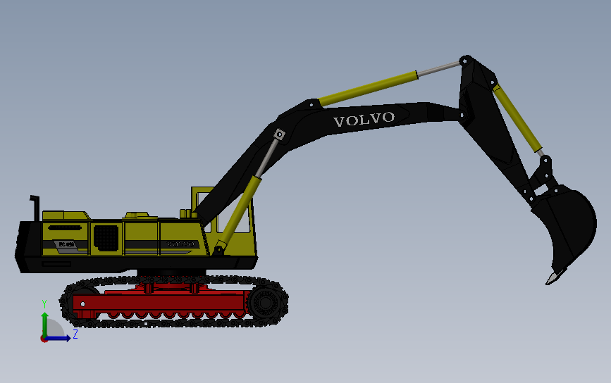 Volvo Excavator EC650挖掘机简易模型3D图纸（含动画） Solidworks设计_SOLIDWORKS 2018_模型图纸 ...