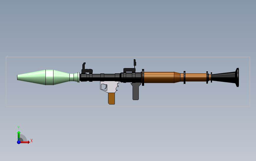 一种玩具枪模型（RPG7简化）_SOLIDWORKS 2014_模型图纸下载 – 懒石网