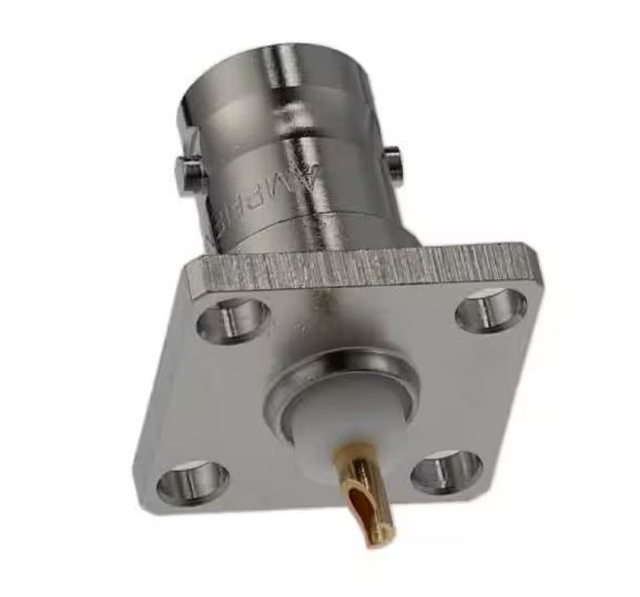 Amphenol 4 GHz BNC（螺纹BNC）同轴17.5mm 4孔法兰连接器（部件号：31-203-RTX）_STEP_模型图纸下载 – 懒石网