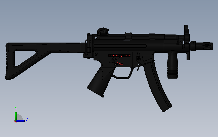 MP5K-PDW冲锋枪_SOLIDWORKS 2016_模型图纸下载 – 懒石网