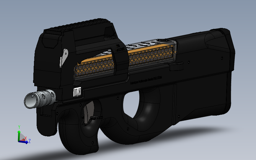 FN-P90冲锋枪_SOLIDWORKS 2016_模型图纸下载 – 懒石网