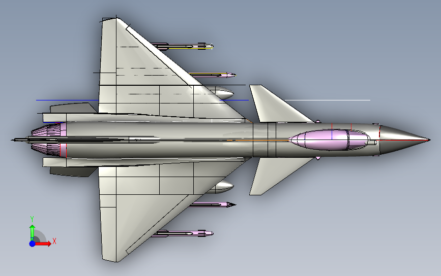 J10B 歼10B战斗机轮廓线模型3D图纸 CATIA设计 附STP_STEP_模型图纸下载 – 懒石网