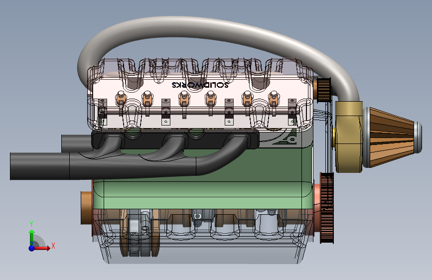 3.5升 2 Turbo V6六缸发动机3D数模图纸 Solidworks设计_SOLIDWORKS 2021_模型图纸下载 – 懒石网
