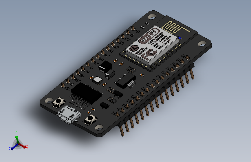Lolin NodeMcu V3 ESP8266 ESP-12E 开发板单片机_SOLIDWORKS 2020_模型图纸下载 – 懒石网
