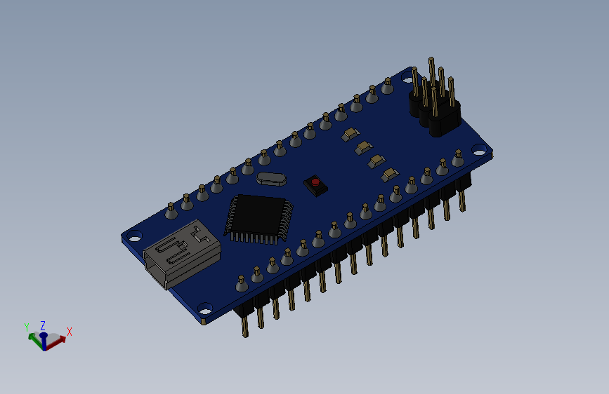 Arduino Nano开发板单片机完整模型_SOLIDWORKS 2018_模型图纸下载 – 懒石网