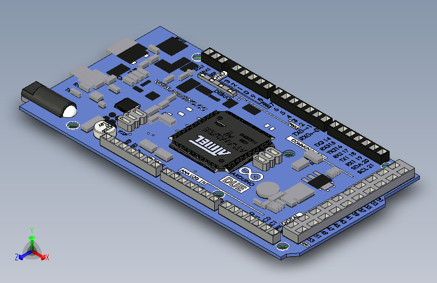 开源物理计算平台Arduino Due运行Atmel SAM3X8E ARM Cortex-M3 CPU_Parasolid_模型图纸下载 – 懒石网