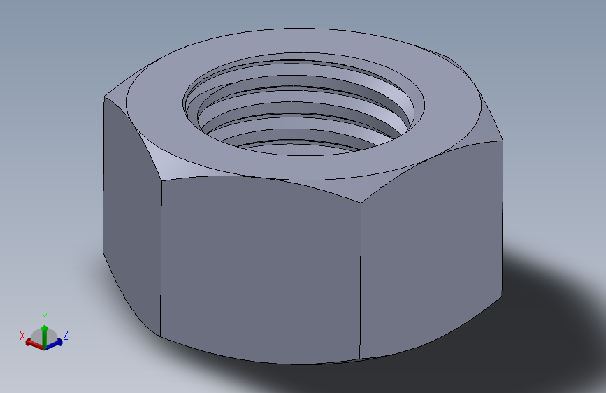 英制美国粗螺纹(UNC)的六角螺母_SOLIDWORKS 2019_模型图纸下载 – 懒石网