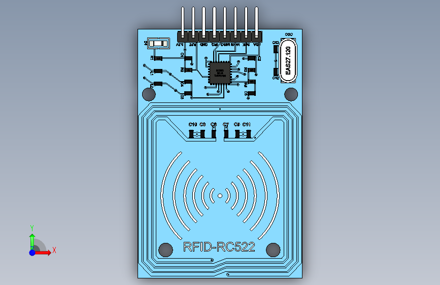 MFRC522模块完成IC卡卡号读取读卡器模块_STEP_模型图纸下载 – 懒石网