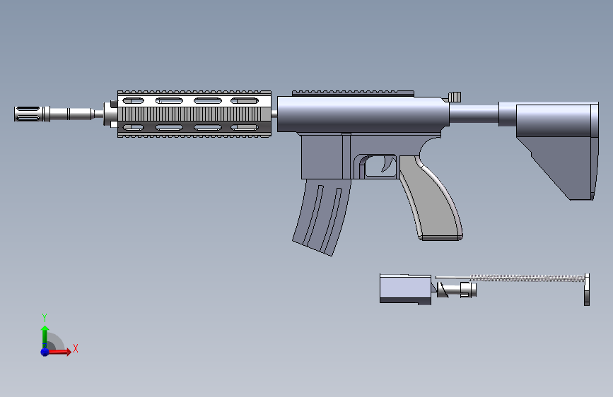 M416步枪_SOLIDWORKS 2018_模型图纸下载 – 懒石网