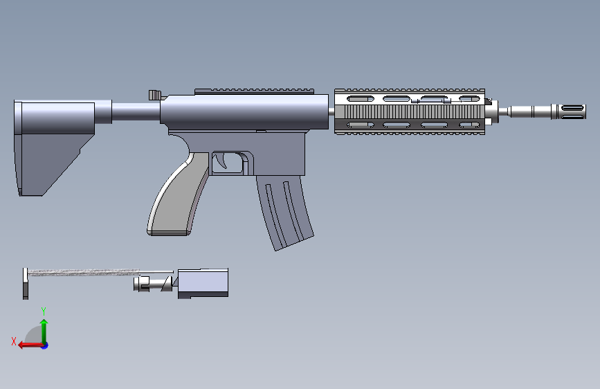 M416步枪_SOLIDWORKS 2018_模型图纸下载 – 懒石网