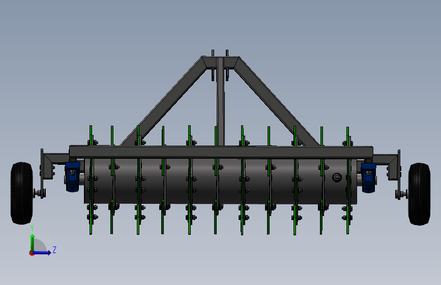 草坪曝气机 Solidworks 2012 模型图纸下载 懒石网