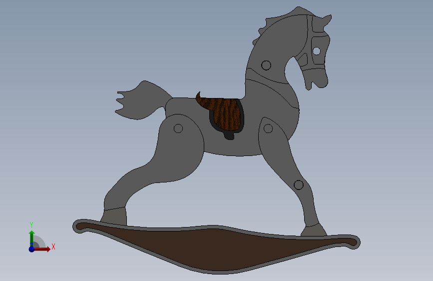 Rocking Horse Wooden Toy木制木马玩具3D数模图纸 Solidworks设计 附STEP_SOLIDWORKS 2018 ...