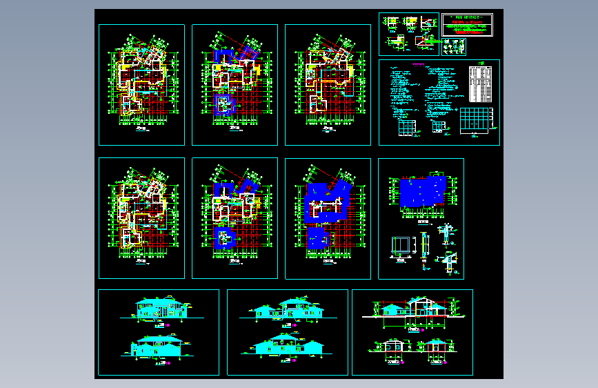 两层独立豪华别墅施工图D型_AutoCAD 2000_模型图纸下载 – 懒石网