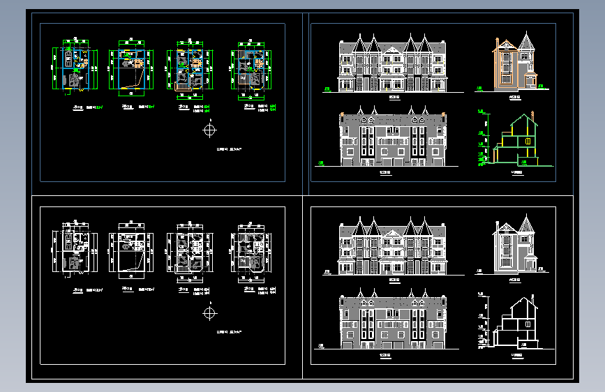 多种别墅户型建筑图_AutoCAD 14_模型图纸下载 – 懒石网