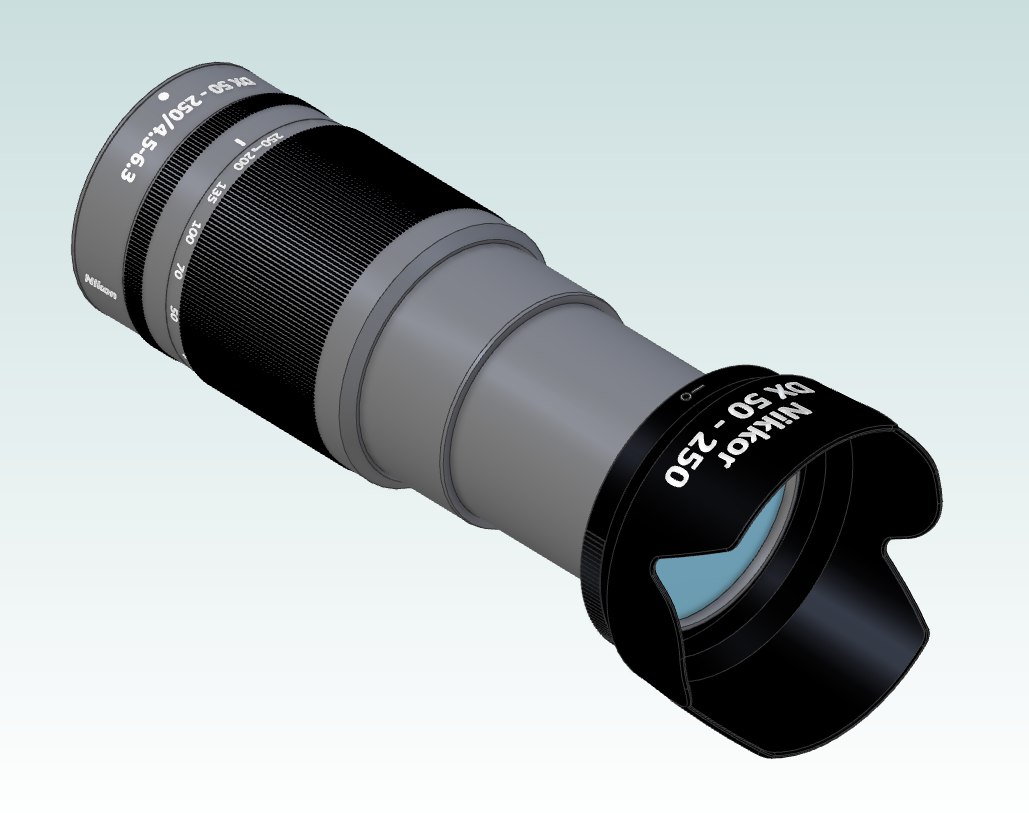 尼康DX 50-250-f4.5-6.3镜头_STEP_模型图纸下载 – 懒石网