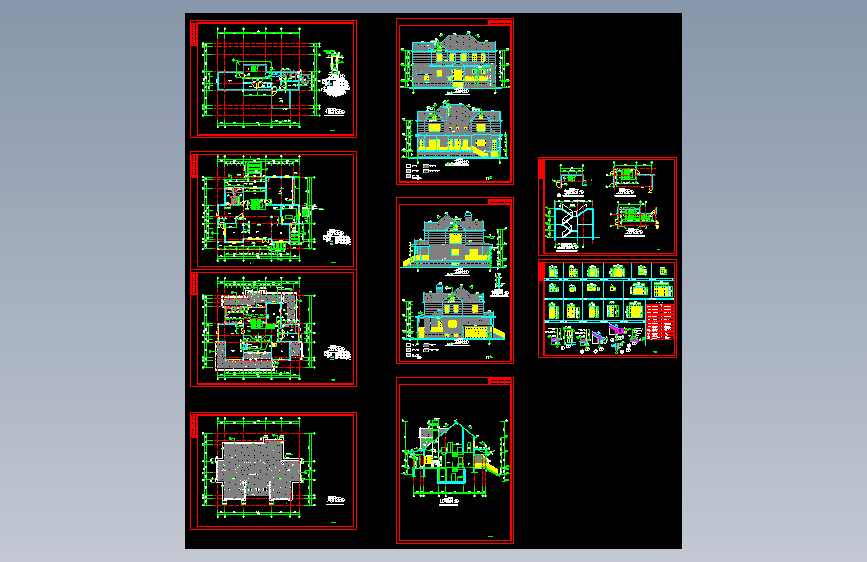 3649 2层别墅建筑设计及效果图-480平9张CAD图1张效果图_AutoCAD 2007_模型图纸下载 – 懒石网