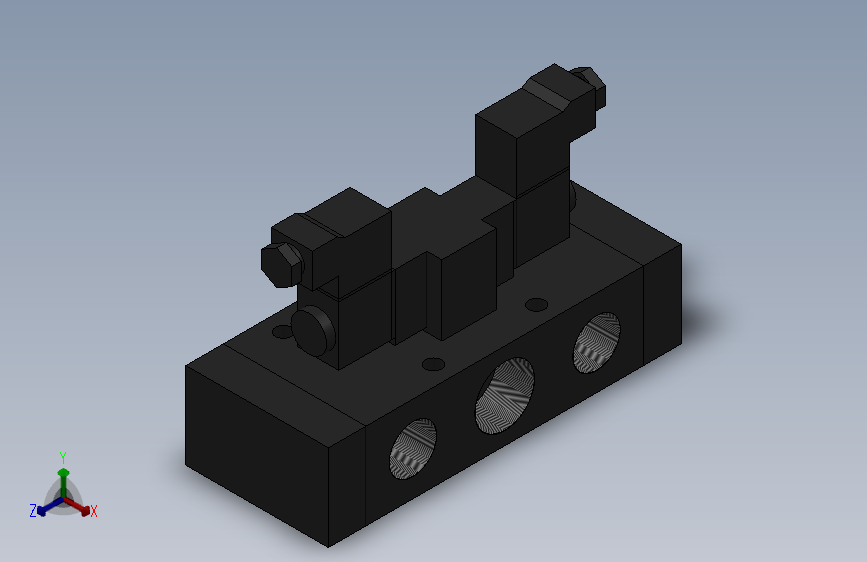 25(20)mm三位五通双电控换向阀(管接)[Q35D2C-L25 DC24V-S]_SOLIDWORKS 2018_模型图纸下载 – 懒石网