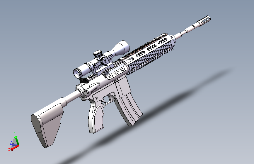 M416突击步枪_SOLIDWORKS 2021_模型图纸下载 – 懒石网