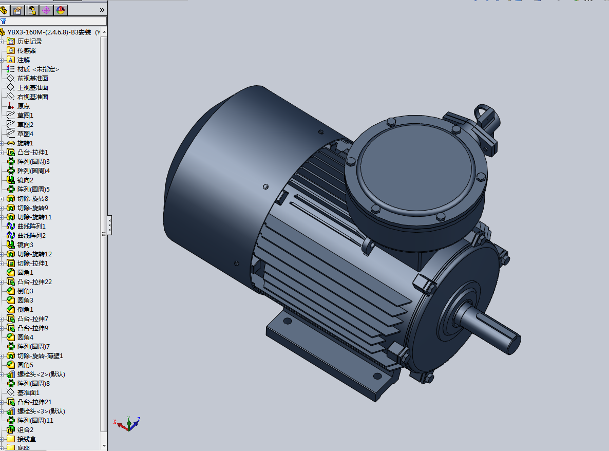 YBX3-B3系列高效率隔爆型三相异步电动机_SOLIDWORKS 2014_模型图纸下载 – 懒石网