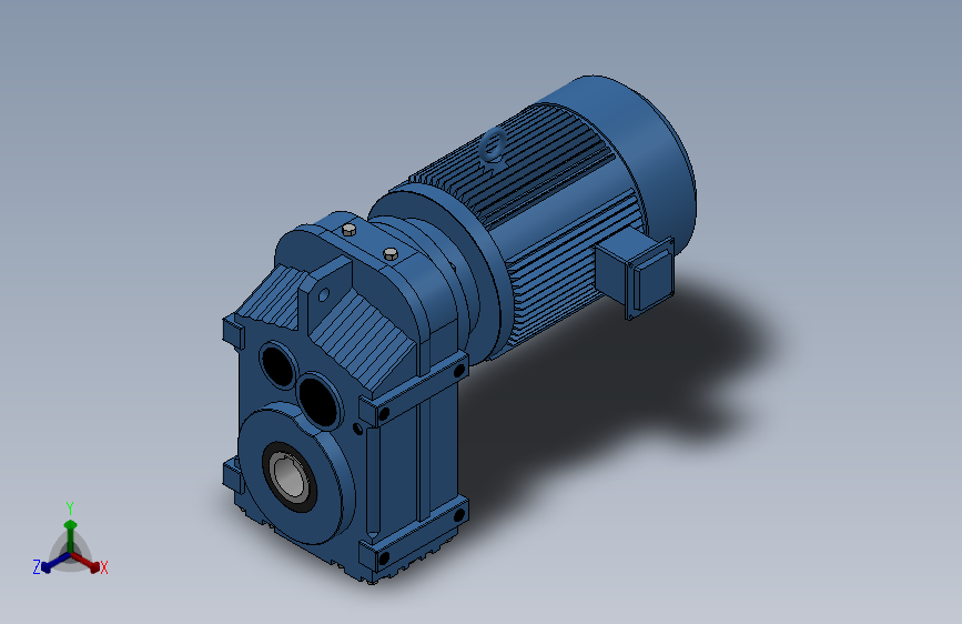FA57空心轴安装平行轴-斜齿轮减速电机[FA57-30.15Y1.5-4P-M1-J1]_SOLIDWORKS 2018_模型图纸下载 – 懒石网