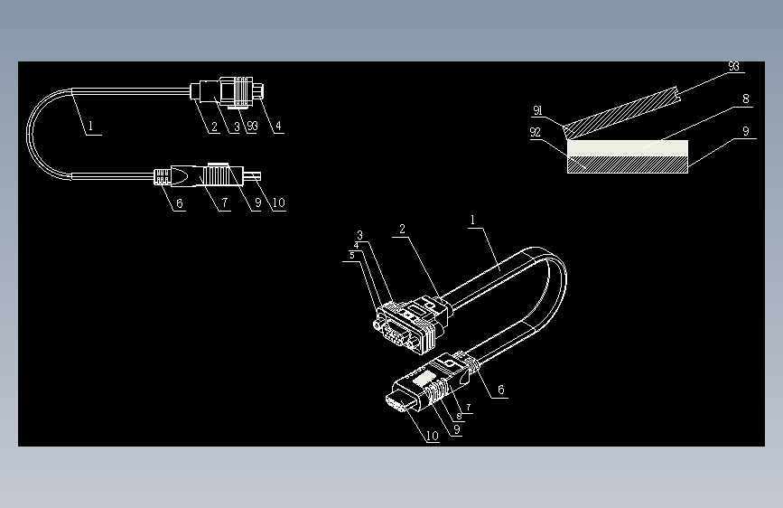 HDMI转VGA转换器_AutoCAD 2004_模型图纸下载 – 懒石网