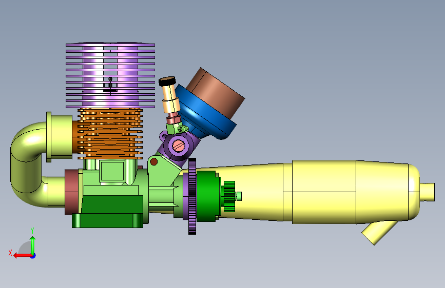 二冲程固定翼甲醇发动机_STEP _模型图纸下载 – 懒石网