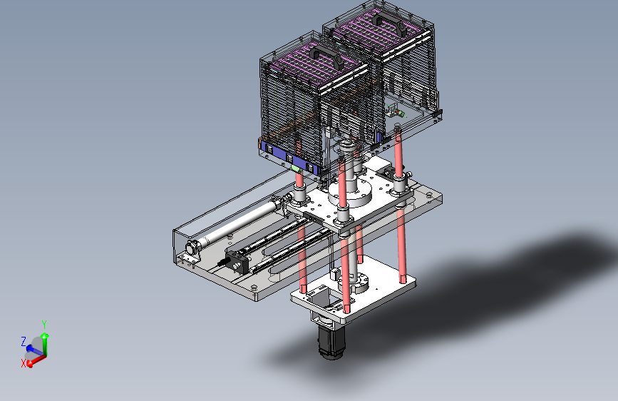 XYZ简单移栽存储料仓机构_SOLIDWORKS 2016_模型图纸下载 – 懒石网