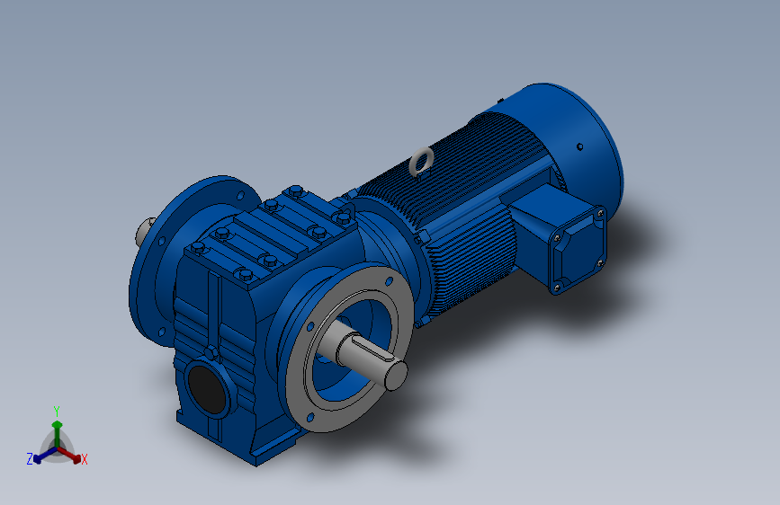 SF77法兰轴伸式安装斜齿-蜗轮蜗杆减速机SF77-YV2.2-4P-27.75-M1-0°-A+B_SOLIDWORKS 2018_模型图纸 ...