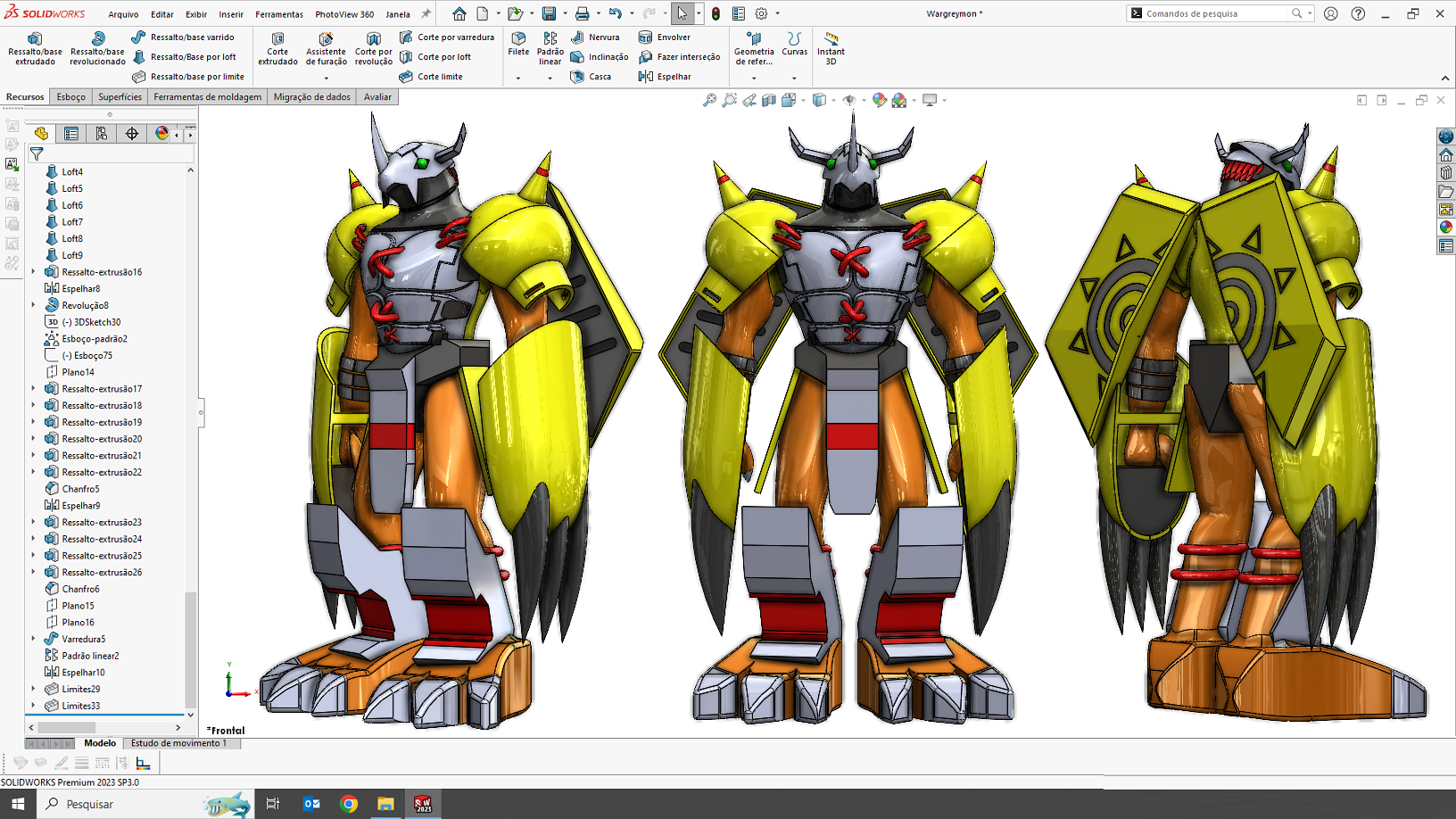 Wargreymon战斗暴龙兽3d数模图纸 Solidworks设计 附stepsolidworks模型图纸下载 懒石网
