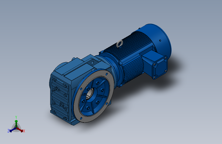 KAF77轴输入的螺旋锥齿轮减速机KAF77-YB3-4P-35.2-M1-0°-B_SOLIDWORKS 2018_模型图纸下载 – 懒石网