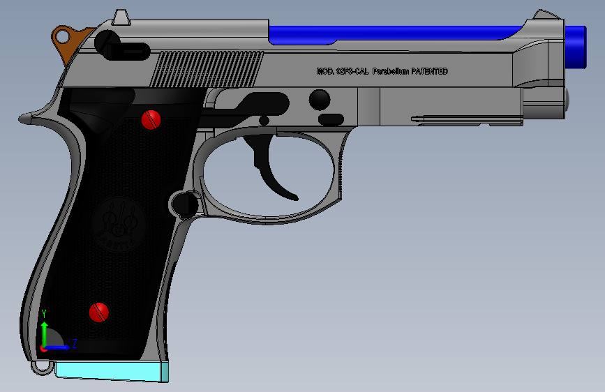 贝雷塔92f 未拆件_SOLIDWORKS 2016_模型图纸下载 – 懒石网