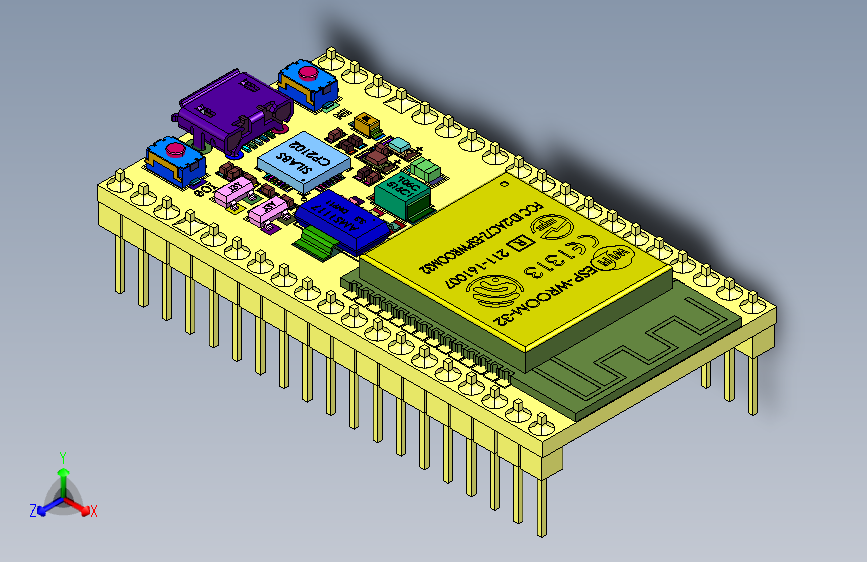 Esp32无线双核低功耗wroom控制板 Step 模型图纸下载 懒石网