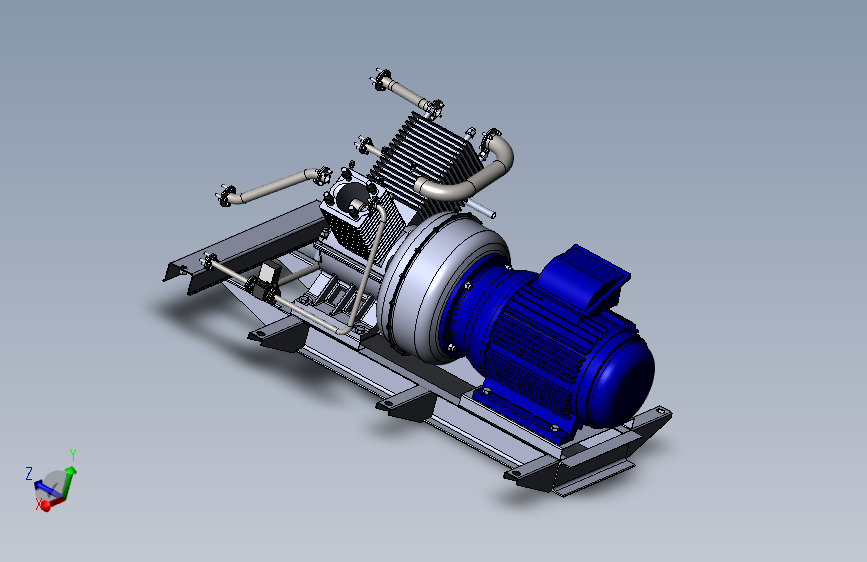 Y6010-空压机 oilless-piston-air-compressor SW_SOLIDWORKS 2015_模型图纸下载 – 懒石网