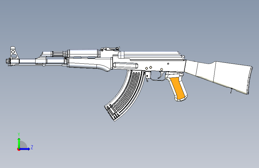 AK-47 gun_STEP_模型图纸下载 – 懒石网