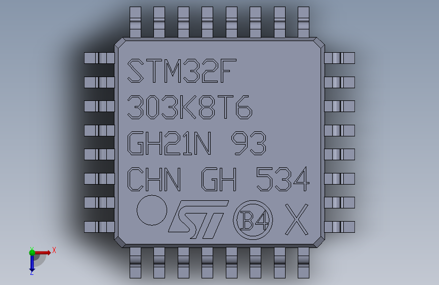STM32 LQFP32封装微控制器_SOLIDWORKS 2016_模型图纸下载 – 懒石网