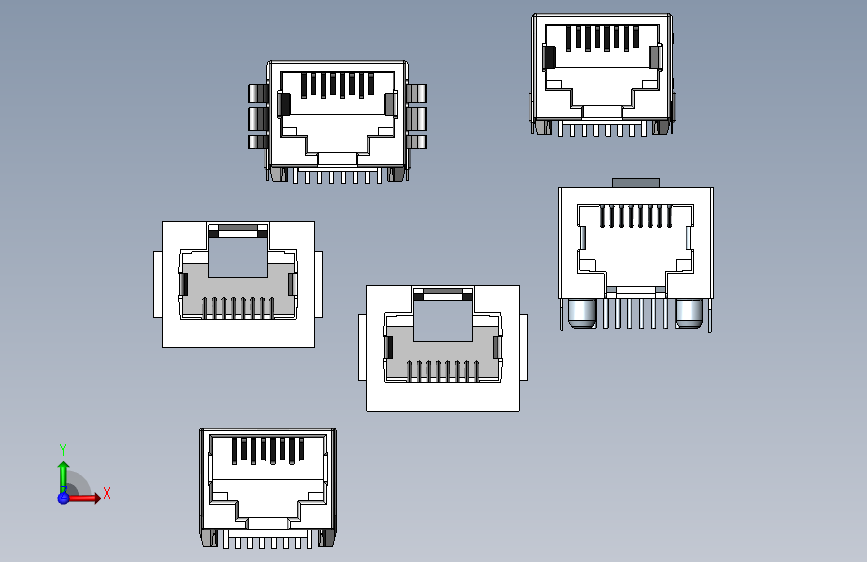 7款进口RJ45连接器_SOLIDWORKS 2016_模型图纸下载 – 懒石网